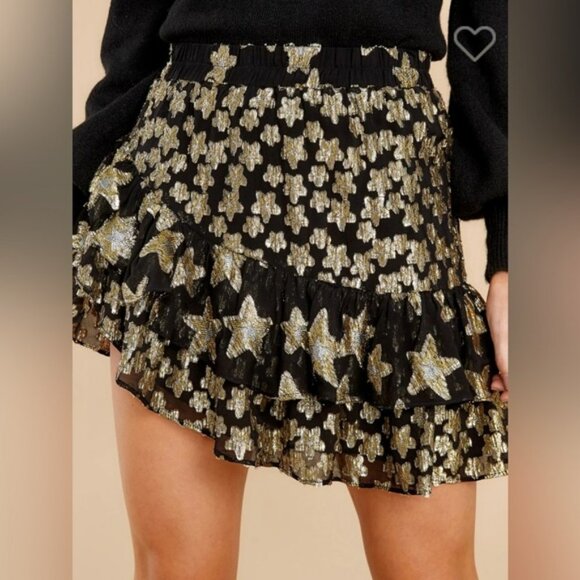 LoveShackFancy | Skirts | New Loveshackfancy Black Metallic Seniya ...